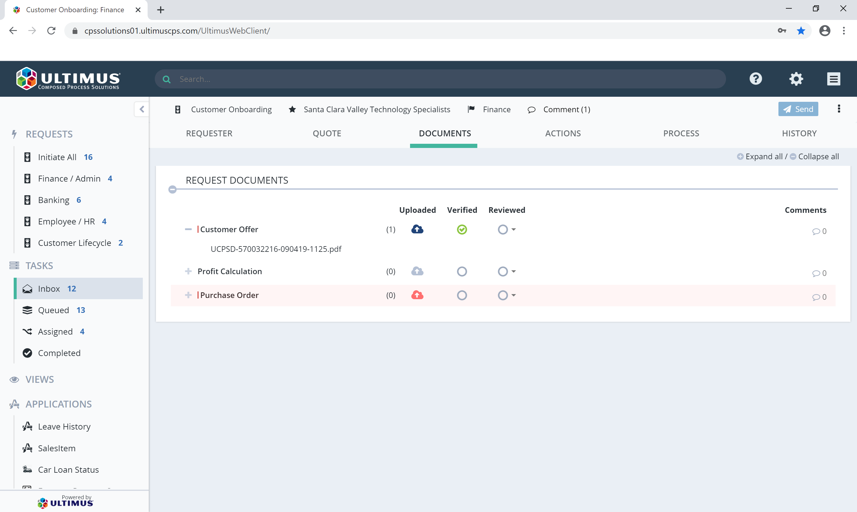 Customer Onboarding | Ultimus Solution Starter Application Customer Onboarding | Ultimus Solution Starter Application